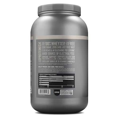 Isopure Protein Powder, Zero Carb Whey Isolate with Vitamin C & Zinc for Immune Support, 25g Protein, Keto Friendly, Cookies & Cream, 44 Servings, 3 Pounds (Packaging May Vary)