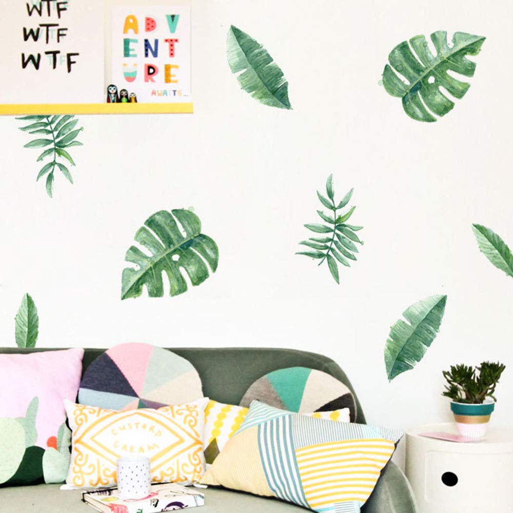 Finduat 96 Pcs Palm Leaf Wall Stickers Decals, Floor Decals, Classroom Home Party Decoration Removable Tropical Plants Tree Leaves Stickers for Kids Nursery Room Decor