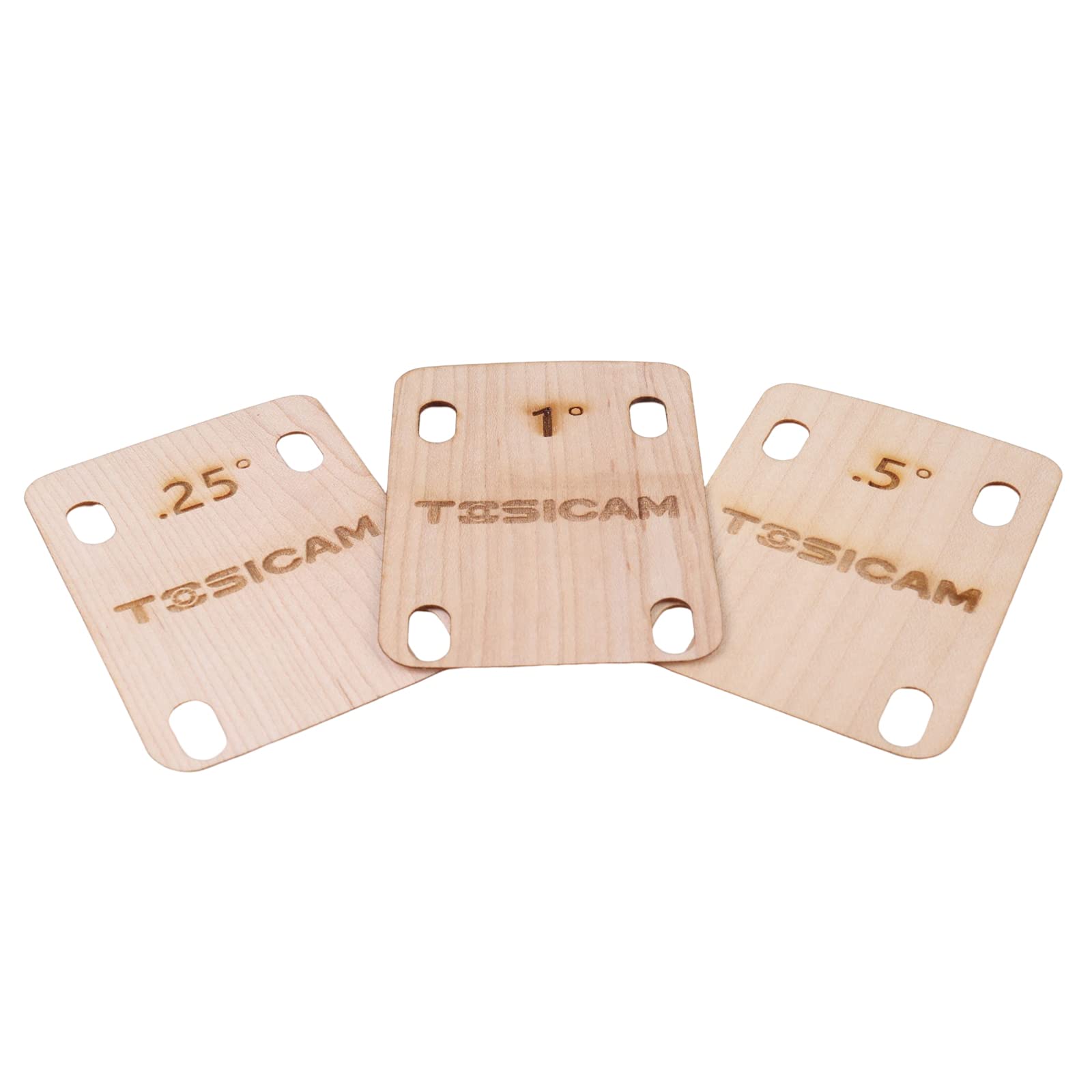 3pcs Guitar Neck Shims Shim Made of Canada Solid Maple Wooden, For Bolt-on Neck Bolts, Shaped 0.25 0.5 1 Degree (0.25 0.5 1 Degree)
