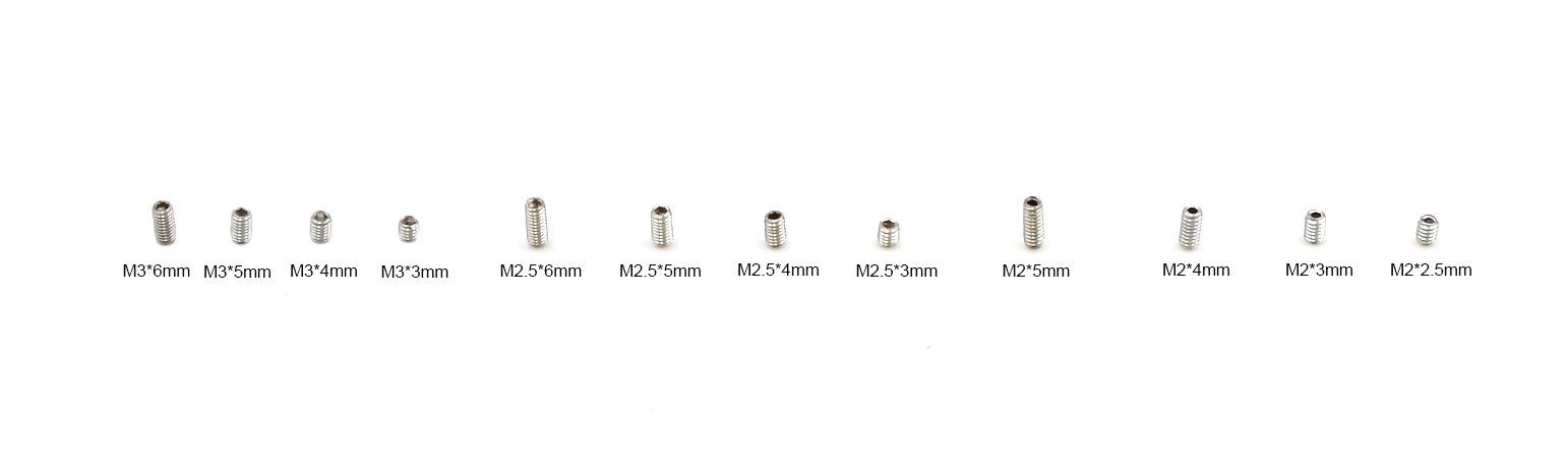 HVAZI M2 M2.5 M3 Stainless Steel Internal Hex Drive Cup Point Set Screws Assortment Kit