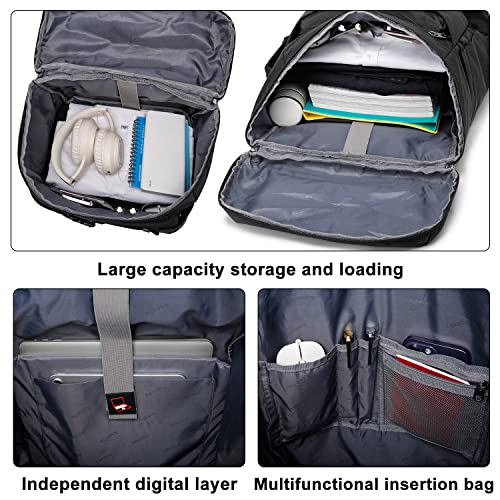 Asenlin Travel Backpack for Women Men,40L Large Carry on Backpack,17 Inch Laptop Backpack Flight Approved Water Resistant Sports Luggage for Casual Daypack Hiking Backpack-Black
