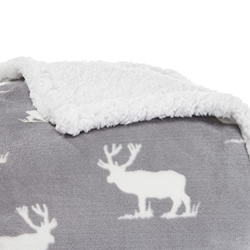 Eddie Bauer Ultra-Plush Collection Throw Blanket-Reversible Sherpa Fleece Cover, Soft & Cozy, Perfect for Bed or Couch, Elk Stance Grey