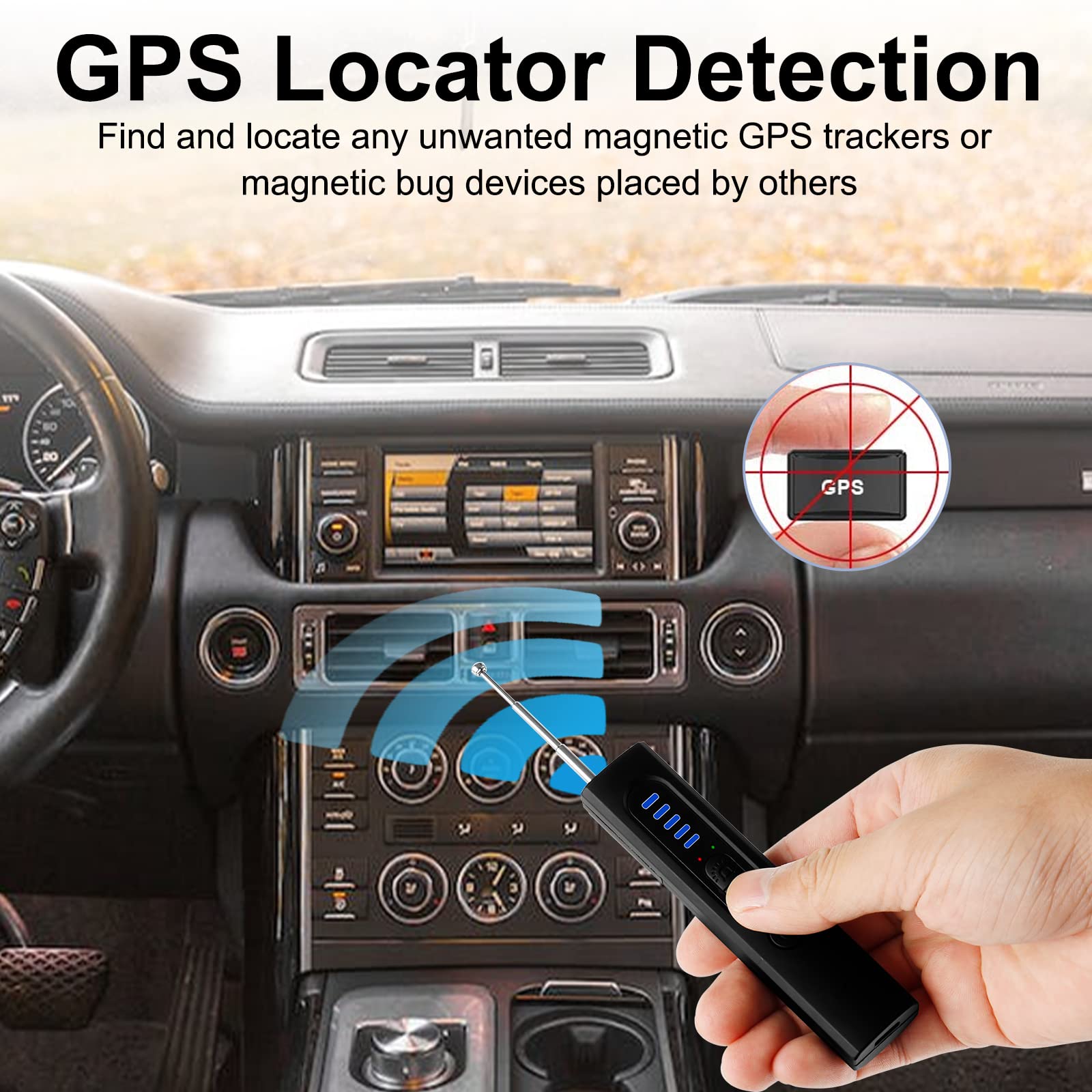 4IN1 Hidden Camera Detectors, Upgraded 5 Levels Sensitivity Anti Spy Detectors Bug Detectors GPS Tracker Detectors RF Scanner Device Hidden Device Detectors for Home Hotel Apartment Office Travel