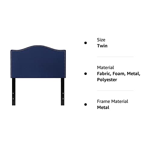 Flash Furniture Lexington Upholstered Twin Size Headboard with Accent Nail Trim in Navy Fabric