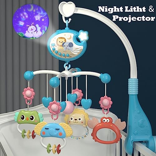 Baby Musical Crib Mobile with Light and Projector, Mobile for Crib with Remote Control & Timming Function, Rotating Hanging Rattles Toy for Newborn