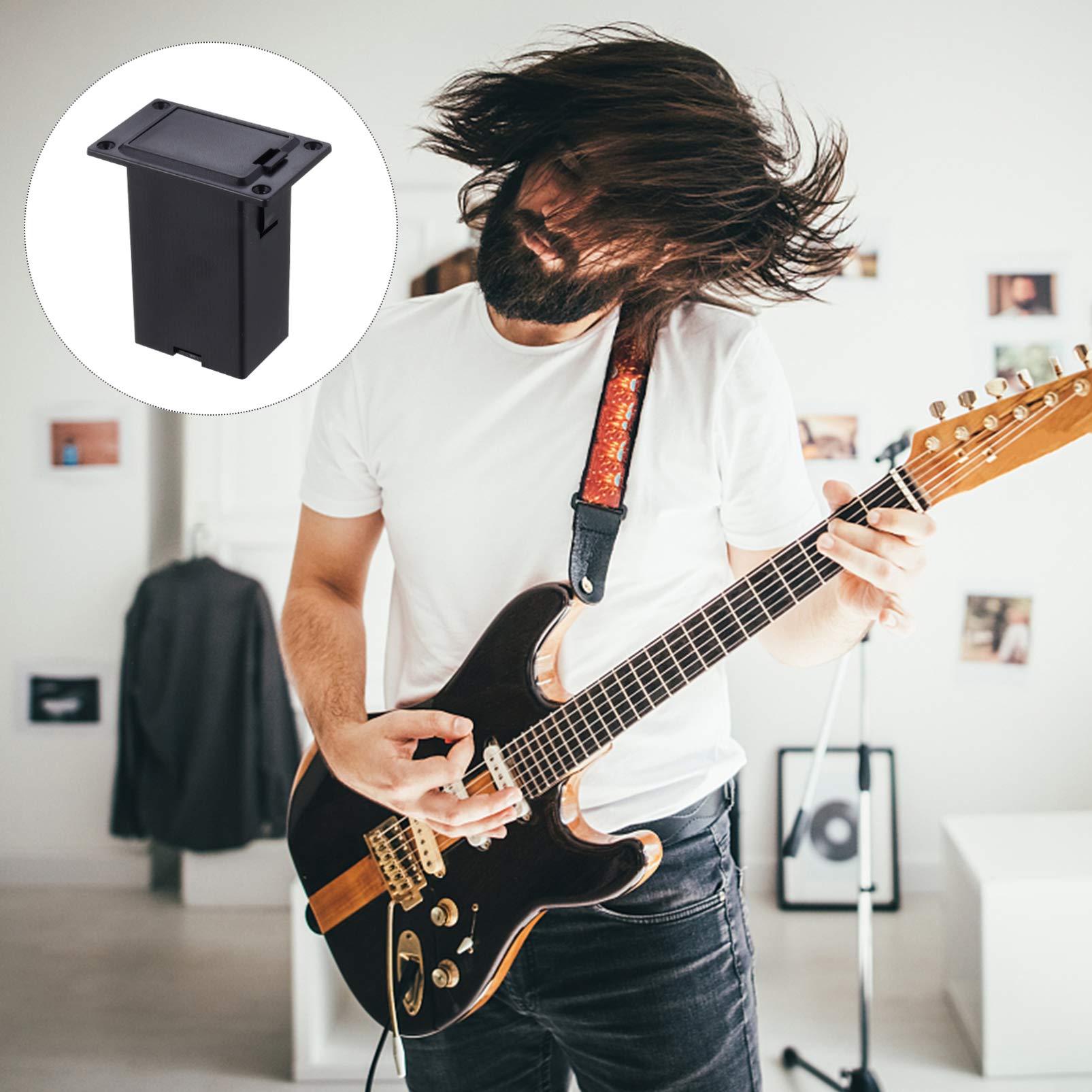 3pcs Pickup Battery Box 9V Plastic Guitar Active Battery Case Holder for Guitar Bass Pickup Replacement Tool (Black)