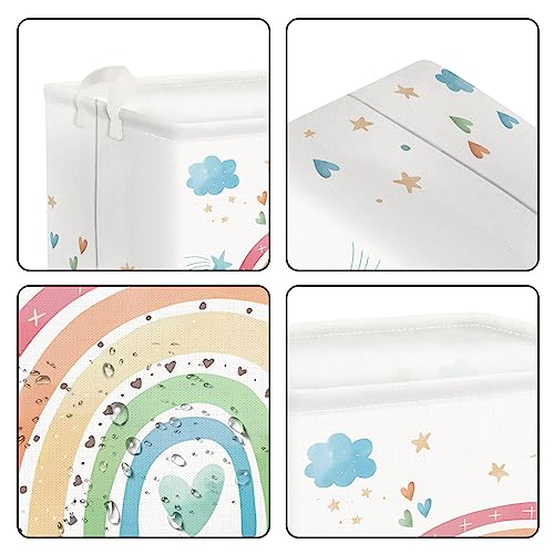 Clastyle Cloud Rainbow Nursery Storage Basket Rectangle Beach Pool Clothes Towel Shelf Basket Toys Books Storage Bin for Playroom Kindergarten Classroom, 15.7x11.8x11.8 in