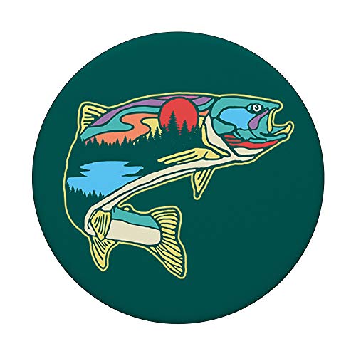 Nature Trout Illustration Vintage Fly Fishing Retro Design PopSockets PopGrip: Swappable Grip for Phones & Tablets
