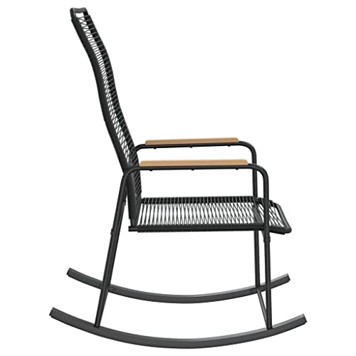 BUKSCYJS Camping Rocking Chairs,Rocking Chairs for Outside,Rocking Chairs for Outside Foldable,Rocking Lawn Chairs Foldable with Shocks,Patio Rocking Chair Black 23.2"x31.3"x40.9" PVC Rattan