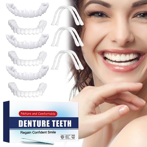 6 PCS Temporary dentures with Veneer for Both Men and Women, Covering Imperfect Teeth,Nature and Comfortable Veneers to Regain Confident Smile-A08