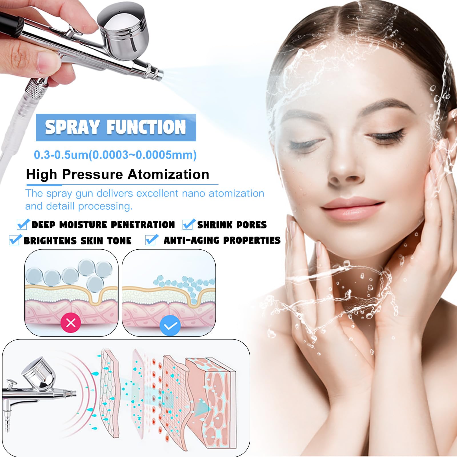 Upgraded 2 IN1 Diamond Microdermabrasion Machine, Beauty Star Professional Diamond Dermabrasion Facial Devices System at Home, Face Pore Cleansing Tool(65-68cmHg Vcuum Suction)