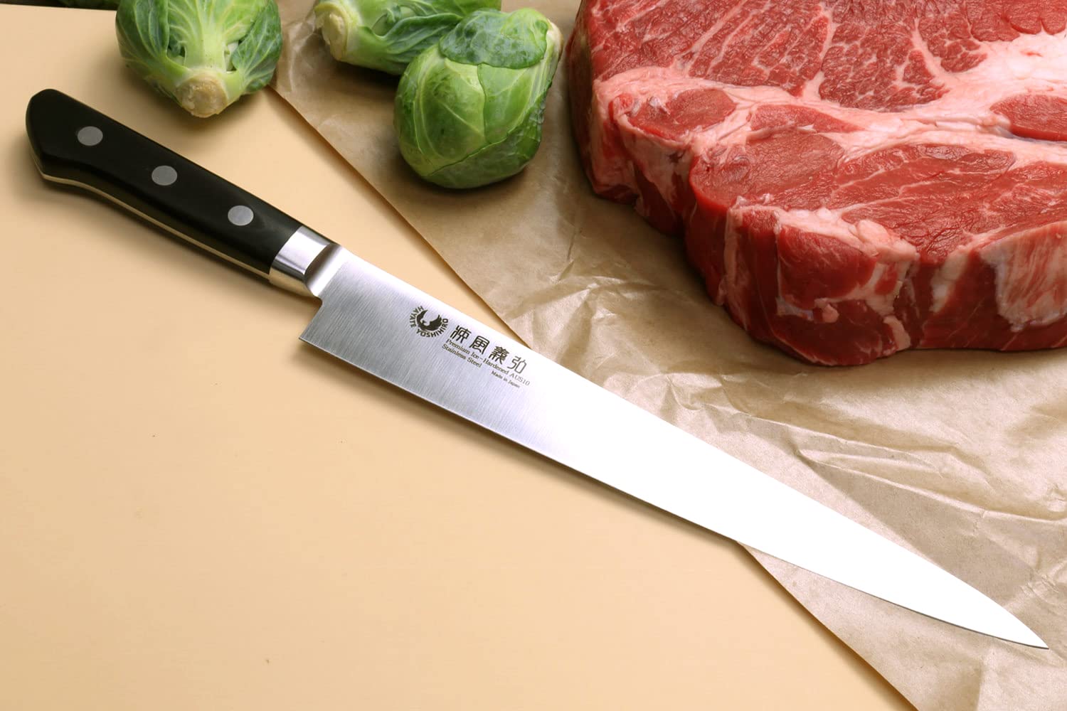 Yoshihiro INOX AUS10 Stain-Resistant Steel Ice Hardened Sujihiki Slicer Chef Knife (10.5'' (270mm))