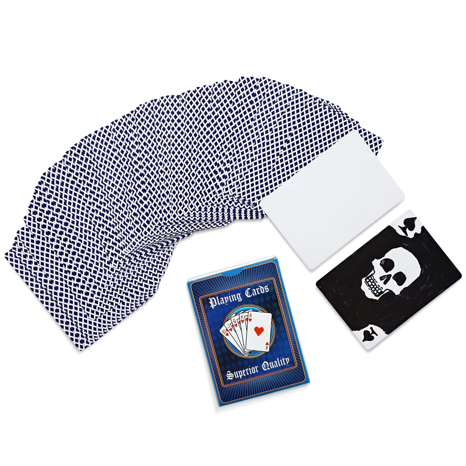 BLUE PANDA 224 Blank Custom Cards for DIY Game Cards - Checkered Diamond Backing - Blank Playing Cards to Write on - Blank Game Cards - Blank Playing Cards with Back Design (4 Decks, 3 x 4 In)
