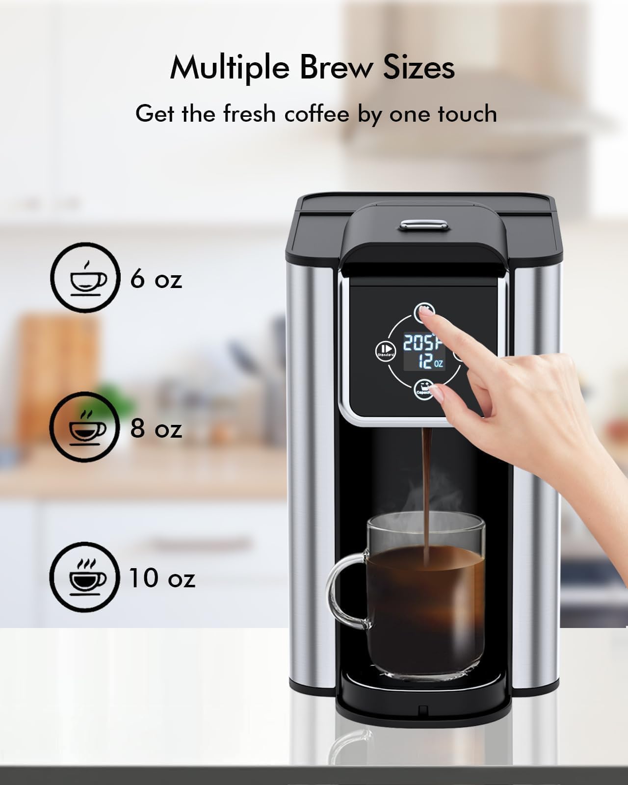3-in-1 Capsule Coffee Machine - Single Serve Brewer for Coffee Pods, Ground Coffee, & Loose Tea, 6-12oz Brew Sizes, 50oz Removable Tank, 1150W, Compact, Efficient, White
