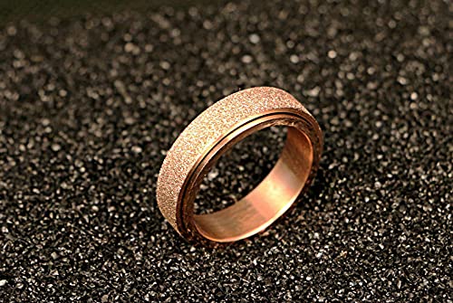 3Pcs Spinner Ring for Women Anxiety Relief - 6MM Stainless Steel Sand Blast Glitter Finish Rose Gold Silver Rainbow Color Fidget Ring Band Set -Size 9