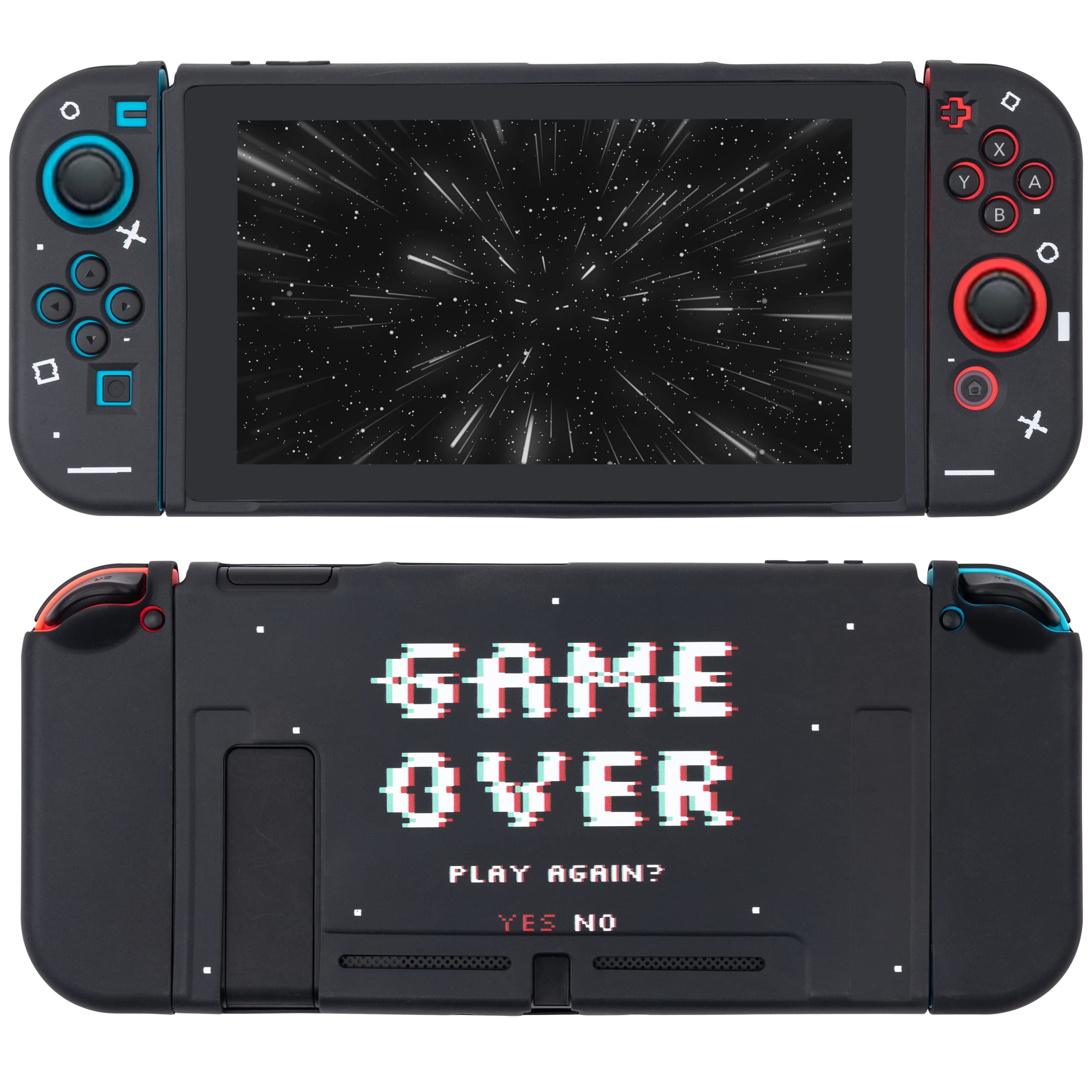 BelugaDesign Game Over Switch Case | Squid Dockable Retro Arcade Cool Cover Shell | Compatible with Nintendo Switch (Switch Standard, Black White)