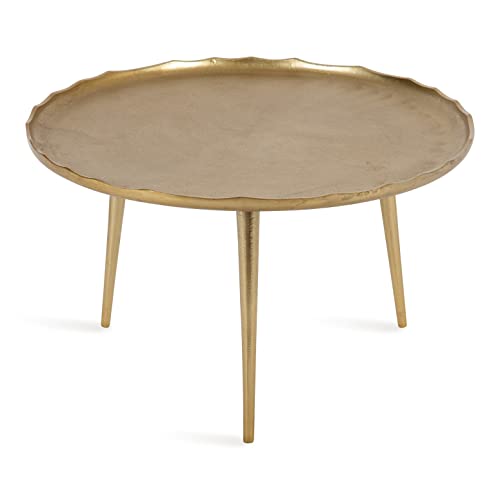 Kate and Laurel Alessia Modern Coffee Table, 25 x 25 x 15, Gold, Metal Coffee Table with Antique Detailing for Storage and Display
