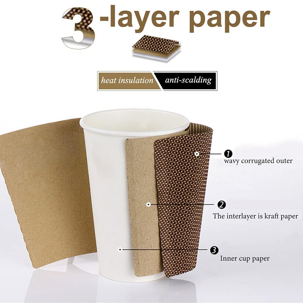 40 Packs 12oz Disposable Coffee Cups, Coffee Cups, Insulated Paper Coffee Cups,To Go Hot Cups with Lids for Coffee Tea Chocolate and Other Hot Drinks