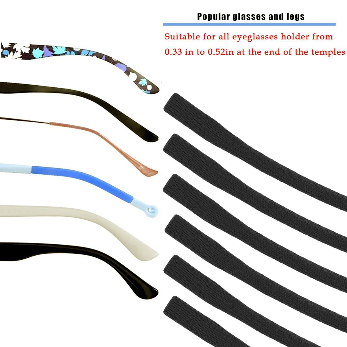 HALF CRESCEN Glasses Strap- Sports Glasses Holder (Pack of 6) Unisex Sunglass Strap,Soft Comfortable Eye Glasses String Strap for Men Women