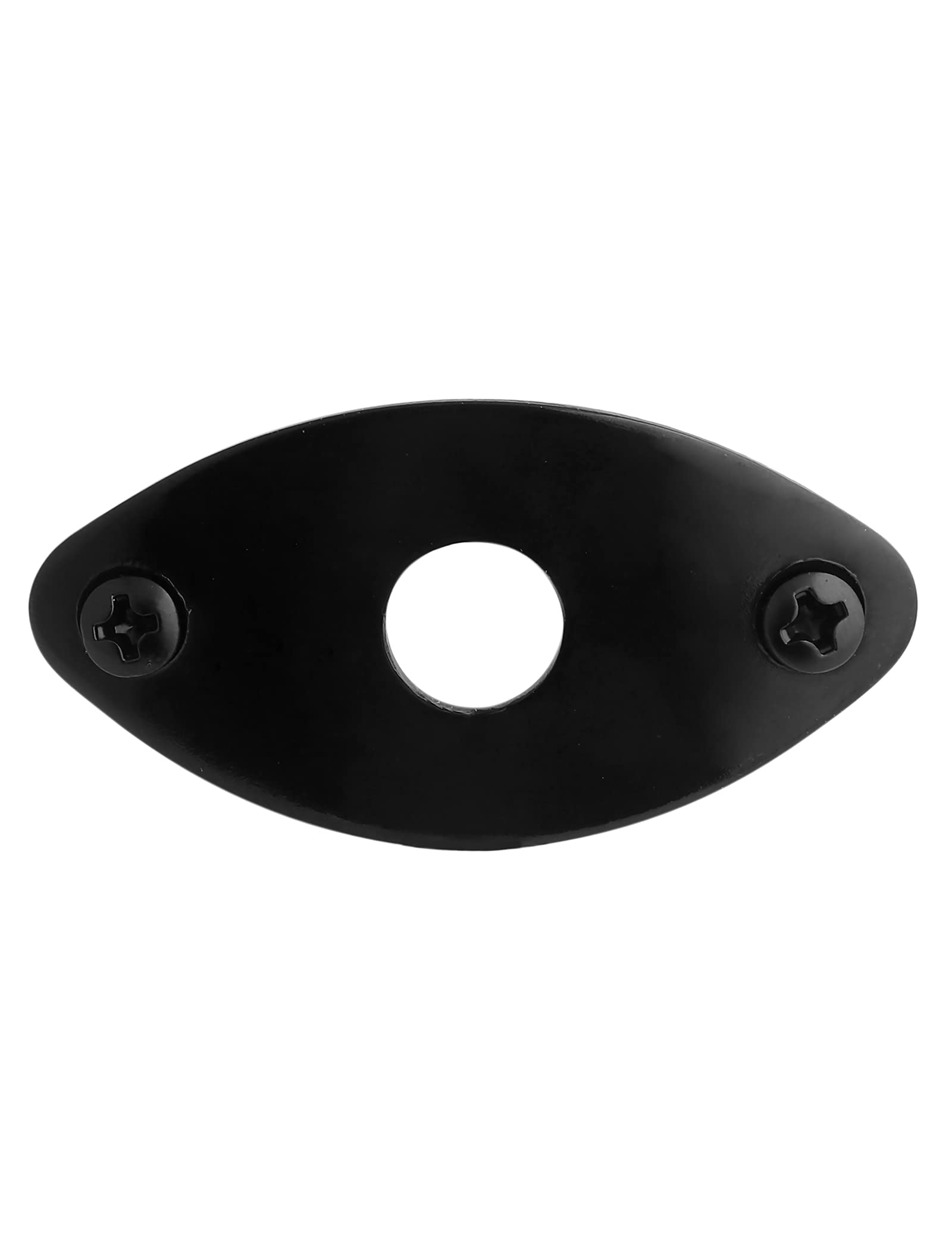 Bogart Guitar Jack Socket Plate Curved Oval Football Style Output Jack Plate Compatible with Les Paul Ibanez Jackson Guitar or Bass with Mounting Screws Black. (HJ 003-BK)