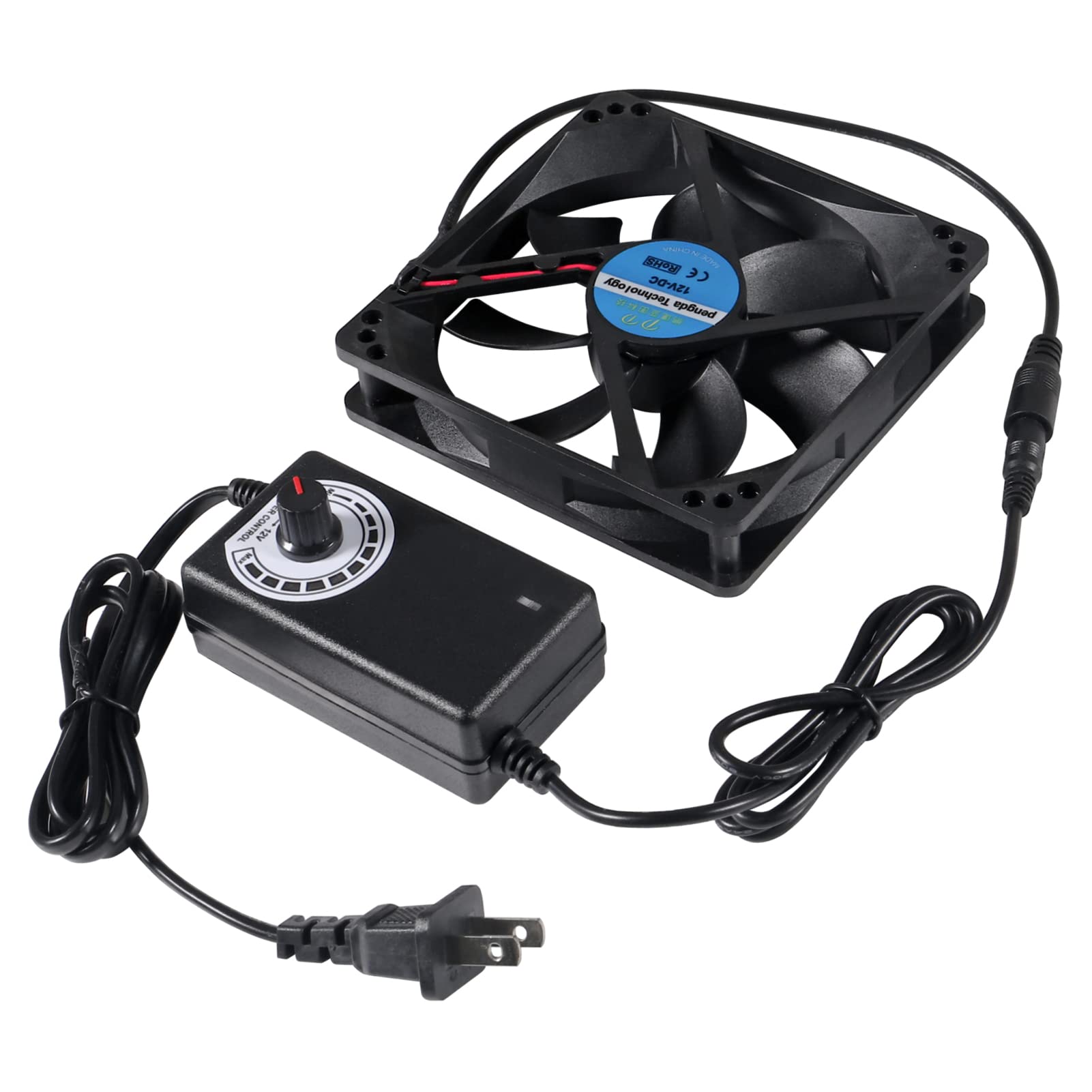 ALMOCN Computer Fan with AC Plug 120mm Fan with 3 to 12V Speed Controller 10V 220V Case Cooling Fan for Receiver Computer Case Cooler, 120 x 25mm