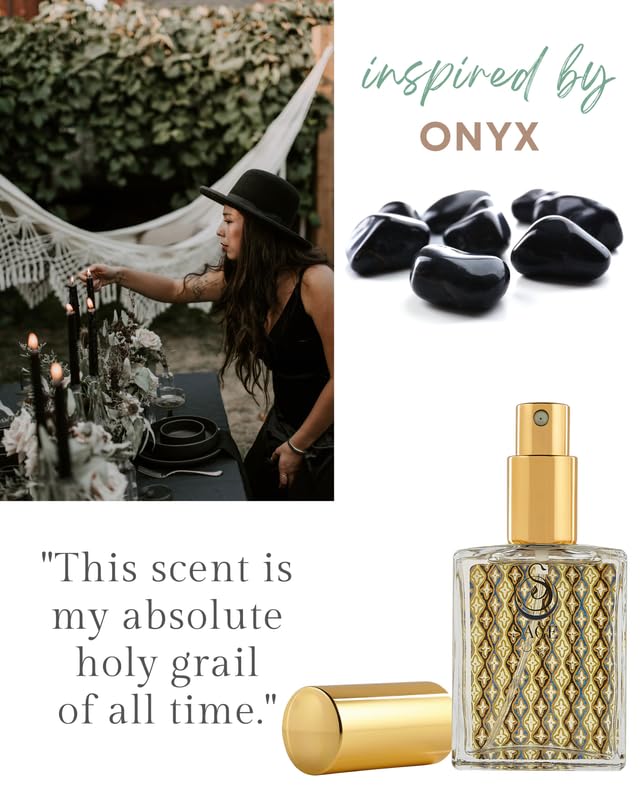 Onyx Organic Perfume Spray by Sage- 2 oz, Vegan & Cruelty-Free, Earthy Scent, Black Coconut, Vanilla, Oakmoss
