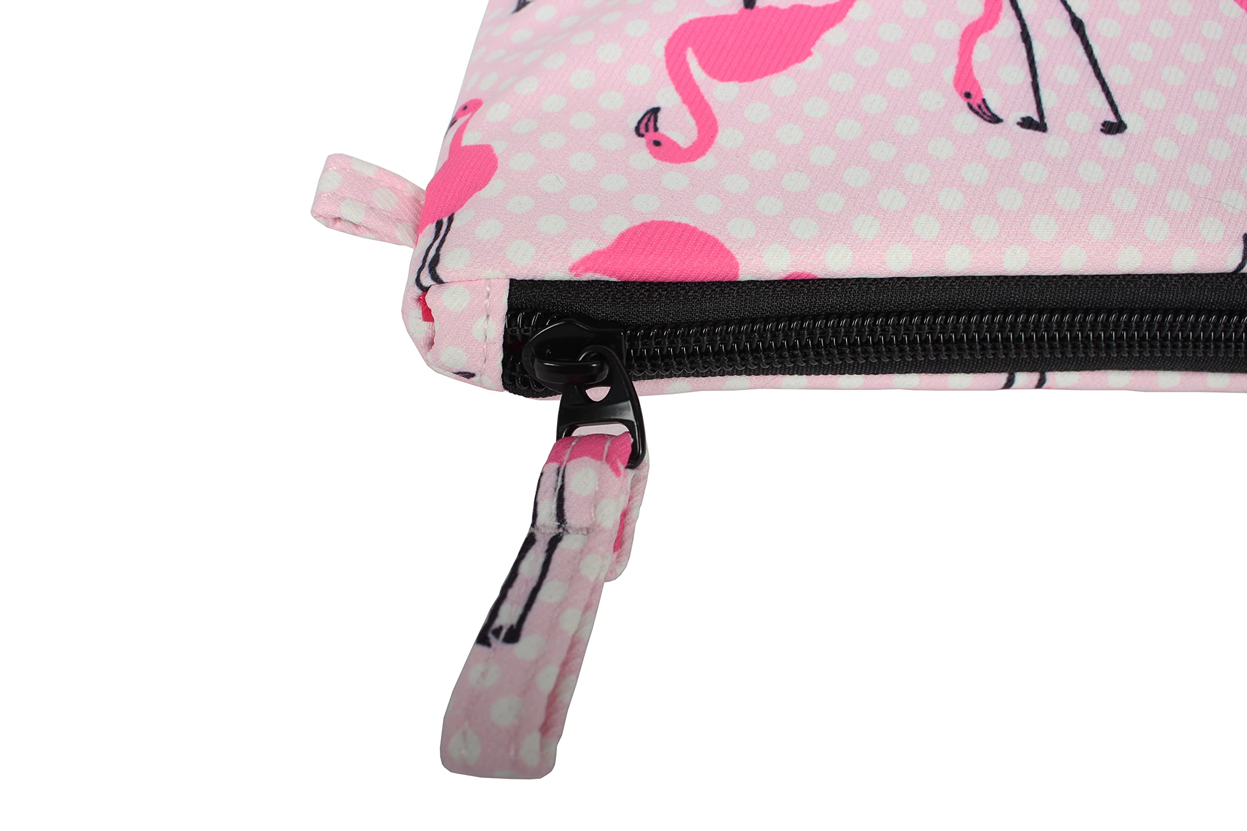 Betsey Johnson 8.5 Inch Zipper Cosmetic Pouch Small Toiletry BagâLightweight Durable Polyester Organizer with Inner Zipped Pocket Good For Makeup Accessories and Travel Needs (Flamingo Strut)