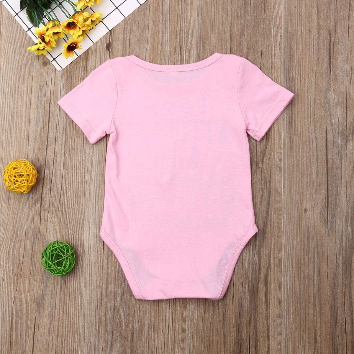 Newborn Infant Baby Girls Cotton Bodysuit Funny Letter Print Romper Jumpsuit Clothes Outfits (Short Sleeve, 0-6 Months)