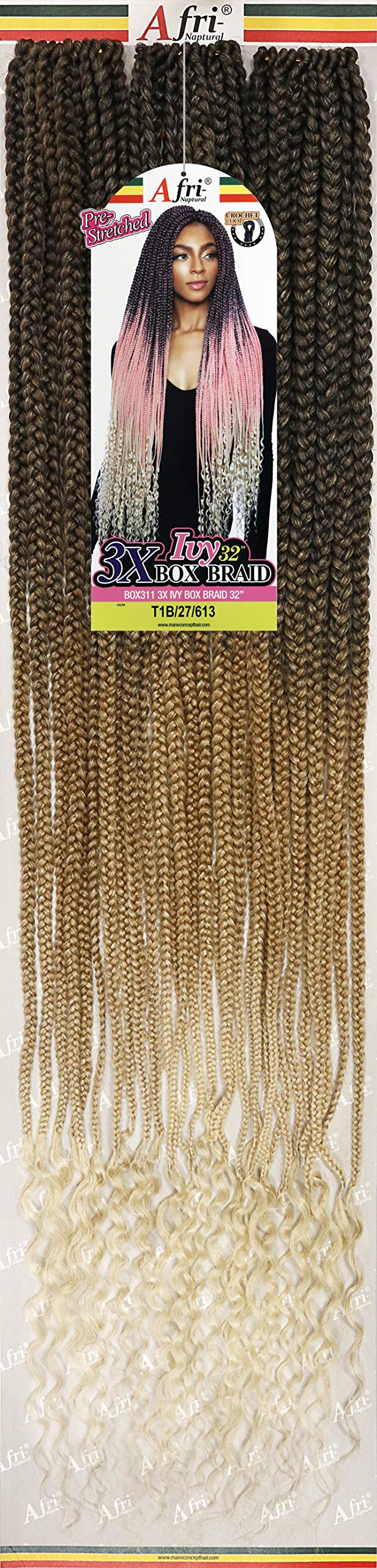 MULTI PACK DEALS! Mane Concept Synthetic Hair Crochet Braids 3X Pre-Stretched Ivy Box Braid 32" (1-PACK, T1BBUG350)