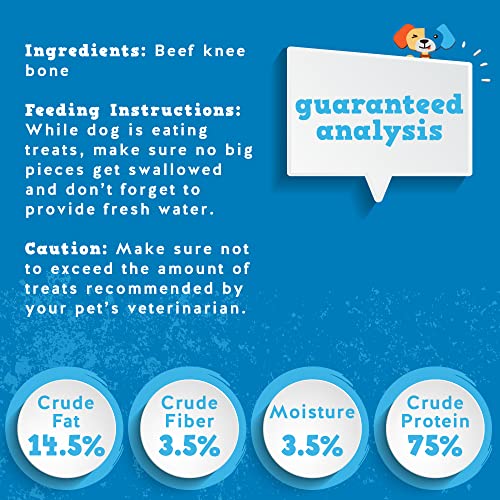 Jack&Pup Knee Bones Dog Treats - Premium Grade Roasted Dog Chew Bones (10 Pack) - Single Ingredient All Natural Gourmet Long Lasting Dog Bone- Savory Smoked Beef Flavor (10 Piece Pack)