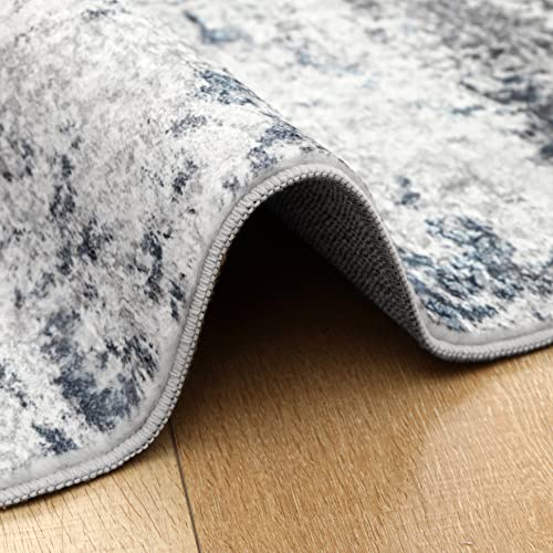 Area Rug Living Room Rugs: 5x7 Indoor Abstract Soft Fluffy Pile Large Carpet with Low Shaggy for Bedroom Dining Room Home Office Decor Under Kitchen Table Washable - Gray/Blue