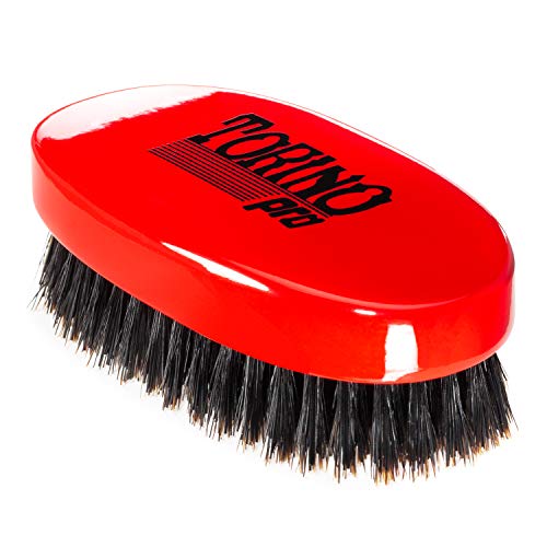 Torino Pro Wave Brush #1000 - By Brush King - Medium Hard Oval Palm/Military 360 Waves Brush Red
