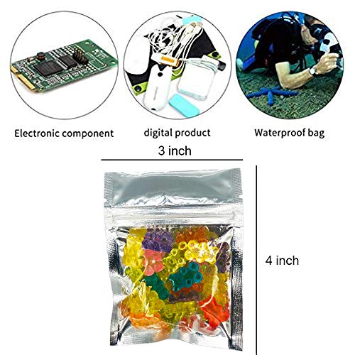 Luckycivia 100 PACK Resealable Clear Ziplock Smell Proof Pouch Aluminum Foil Zip Lock Bulk Food Storage Bag, Plastic Aluminum Material,3x4 inch