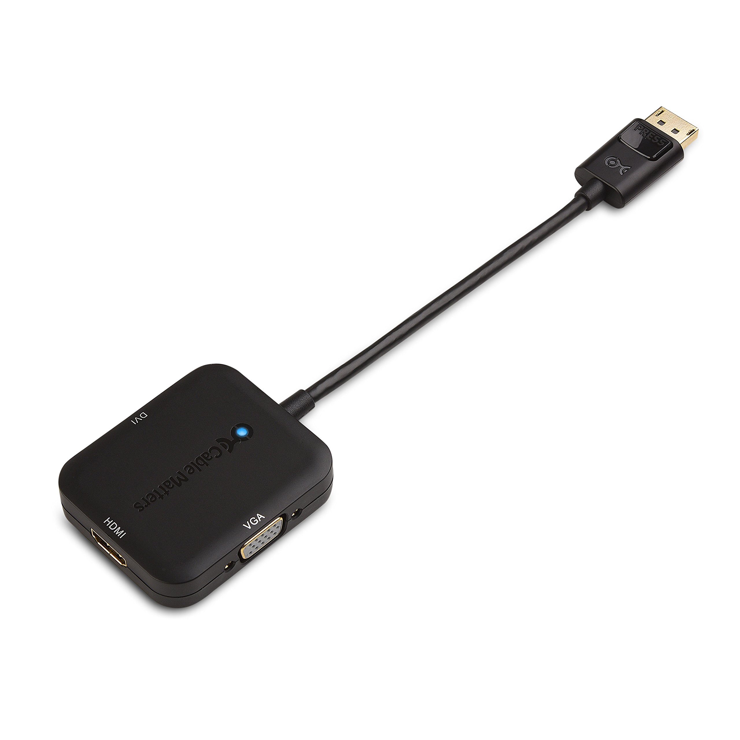 Cable Matters DisplayPort to HDMI Adapter with VGA and DVI 3-in-1 Adapter - Supporting 4K Resolution via HDMI