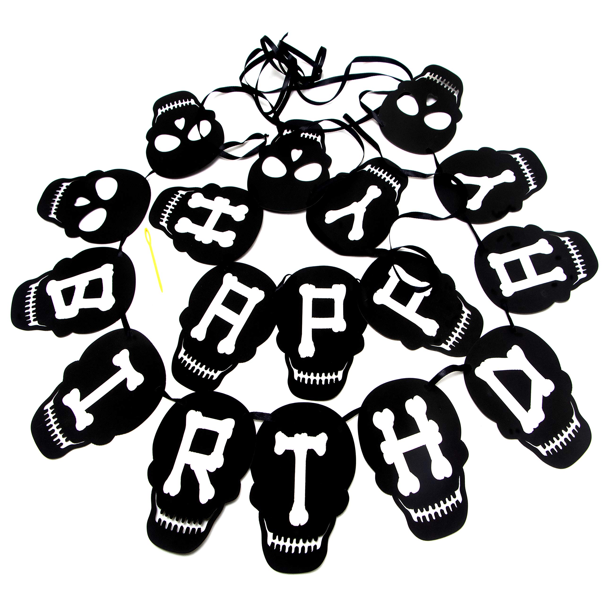 Black Skull Happy Birthday Banner - Birthday Decorations.