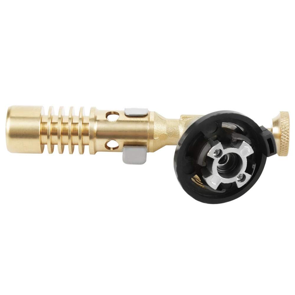 A sixx Flame Gun, Professional Portable Brass Kitchen Cooking Gas Butane Culinary Manual Torch Welding BBQ Flame Gun for Camping Home Culinary School