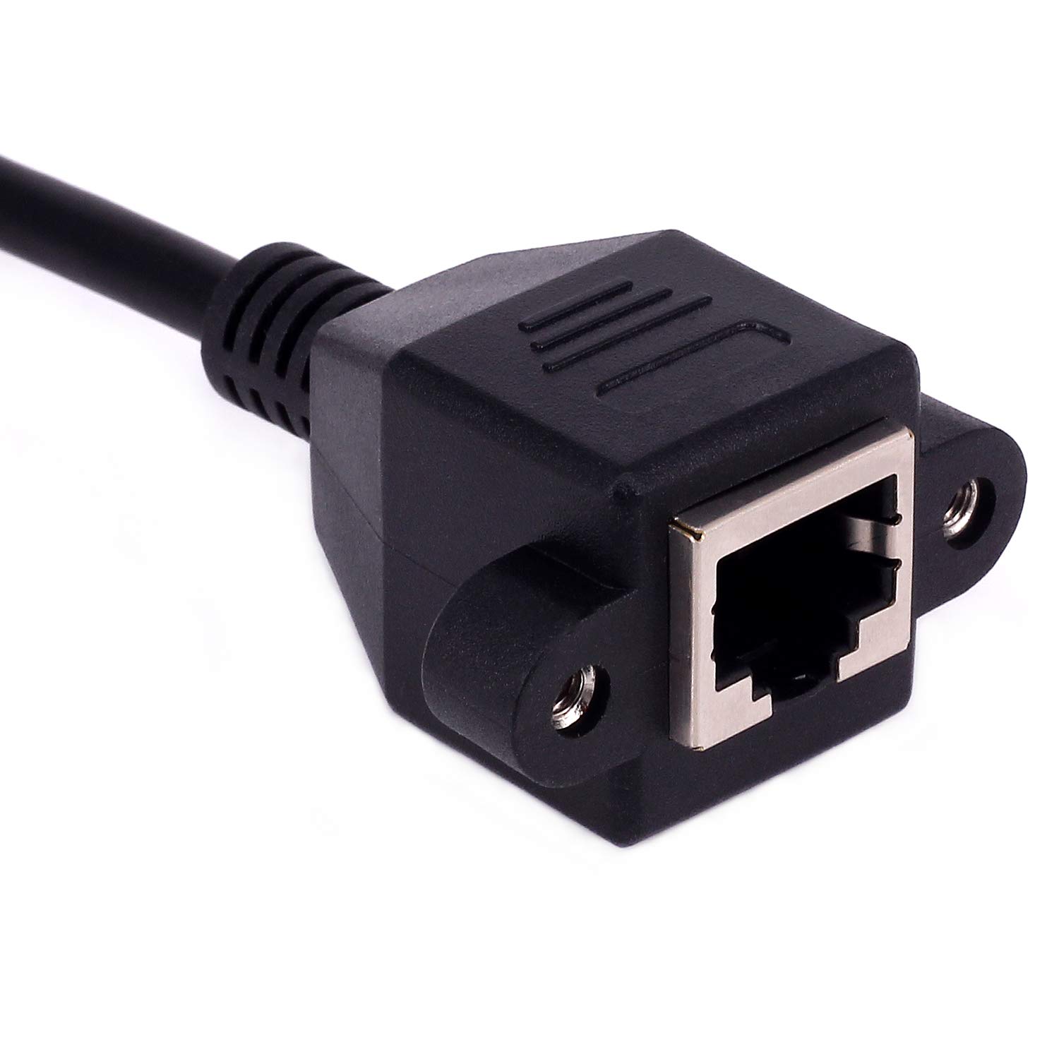 Yeworth Ethernet Extension Cable, [2 Pack] 0.6m RJ45 Male to Female LAN Ethernet Network Cat6 Cat5e Cat5 Panel Mount Cable RJ45 Extension Extender Cord for Switches, Routers (Black)