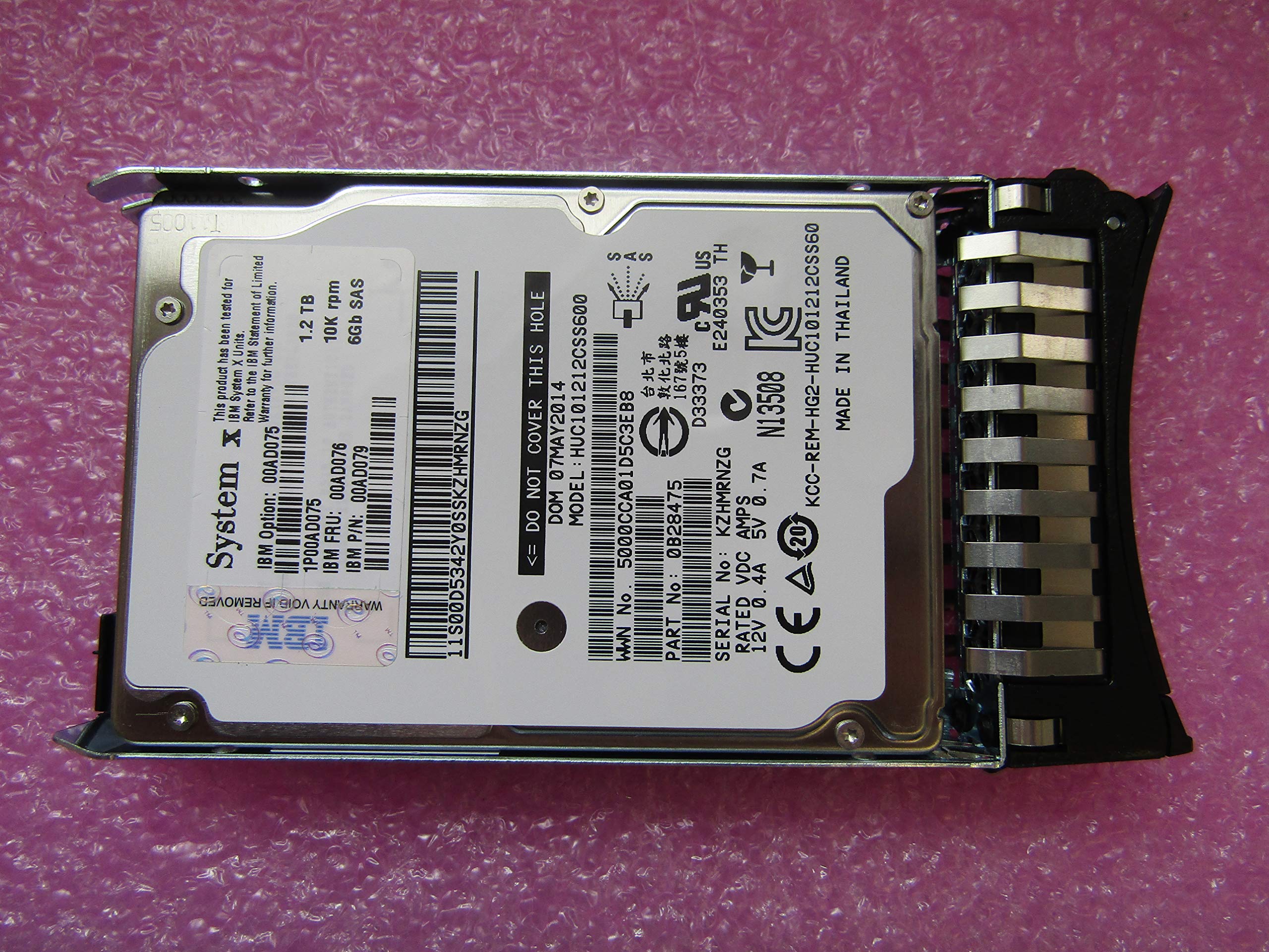 IBM 00AD076 Hdd Asm 1.2tb 10k 6gsas 2.5g2hsint New Brown Box Lenovo Spare Part (Renewed)