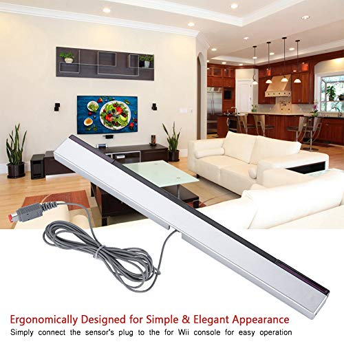 ASHATA Game Console Sensor Bar, Replacement Wired Infrared Signal Ray Sensor Bar Wired Receiver for Game Console, Includes Clear Stand