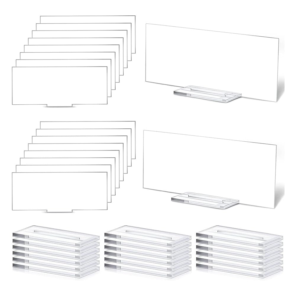 Soaying 20Sets Acrylic Sign Acrylic Table Signs with Stand, Blanks Acrylic Table Numbers for Wedding and Food & Beverage Decor