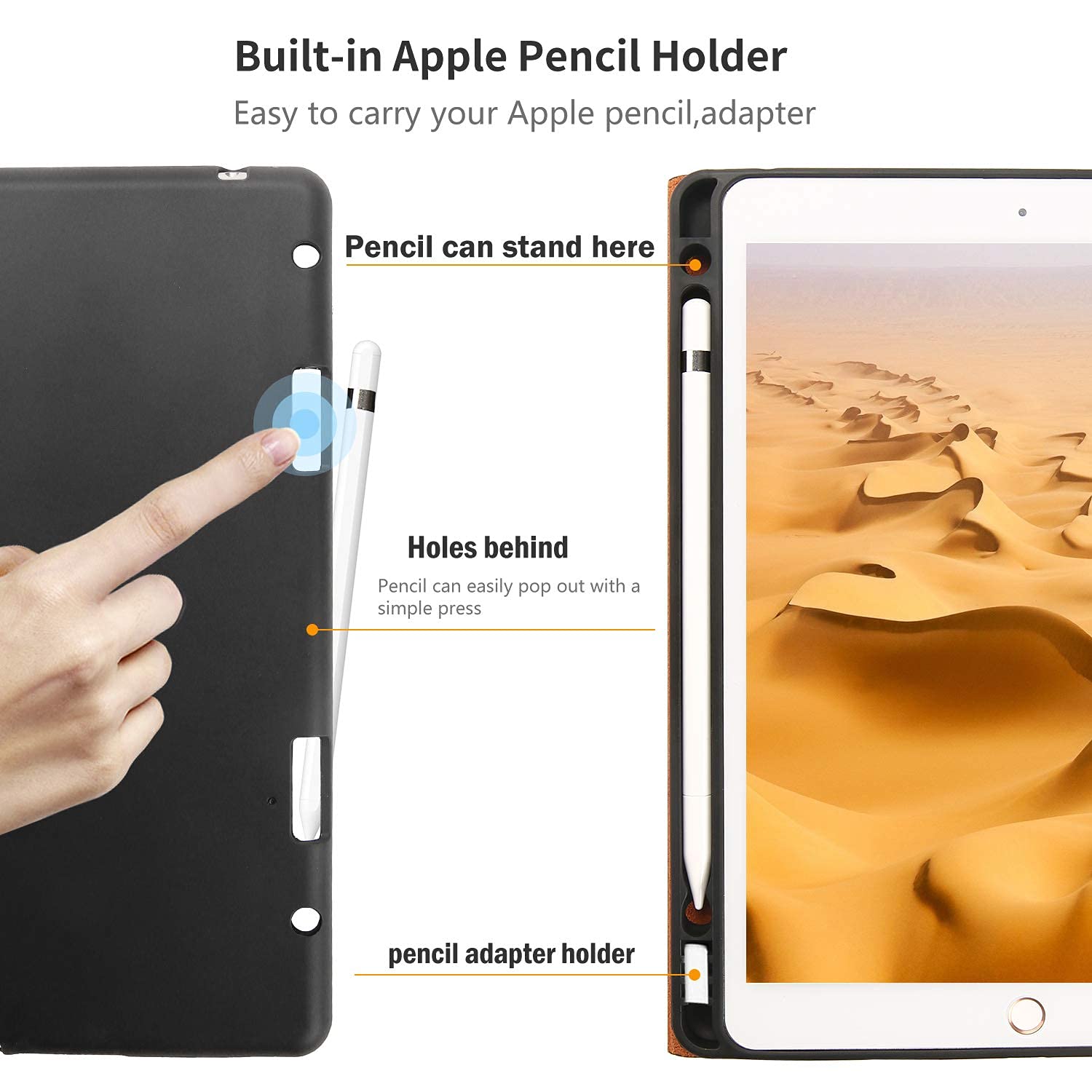 Gexmil Leather Case for iPad 10.2 inch 9th/8th/7th Gen. 2021/2020/2019 with Pencil Holder, Genuine Leather Cover Auto Sleep/Wake,Smart Folio Shockproof Protective,Anti-Fingerprint,Flower Brown