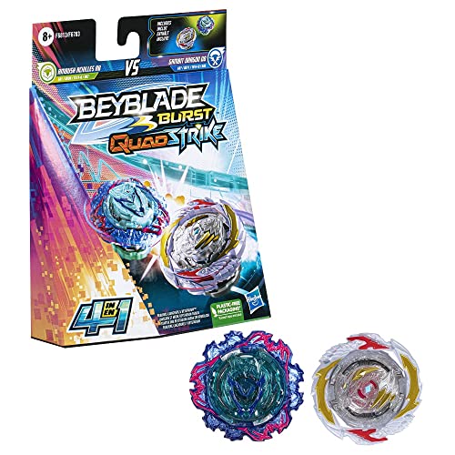 BEYBLADE Burst QuadStrike Gambit Dragon D8 and Ambush Achilles A8 Spinning Top Dual Pack, 2 Battling Game Top Toy for Kids Ages 8 and Up