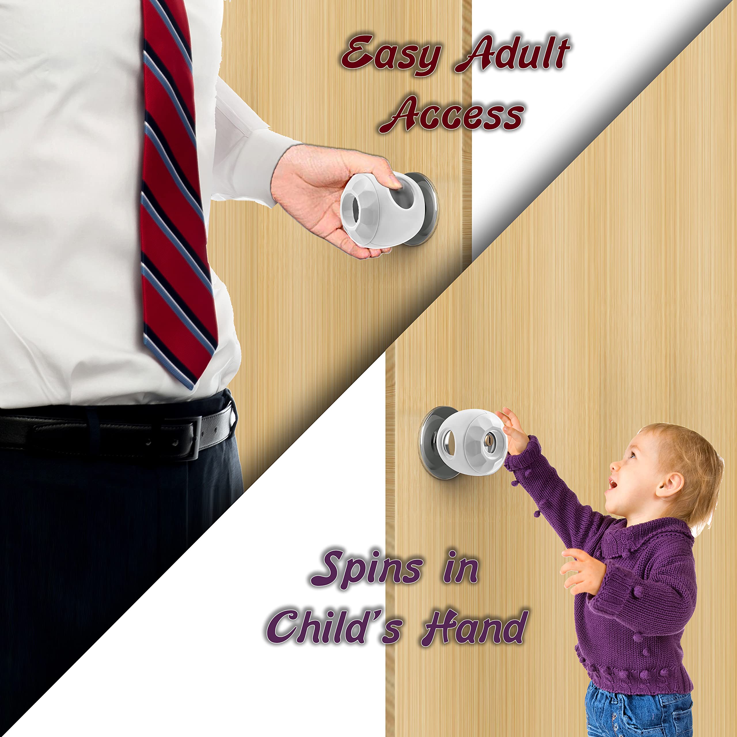 Driddle Door Knob Safety Cover for Kids - 5 Pack - Baby Proof Door Knob Covers - Door Locks for Kids Safety Child Proof - White