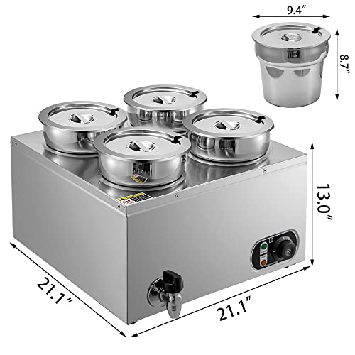 Commercial Soup Warmer 29.6 Qt Capacity, Electric Food Warmer Stainless Steel with Tap