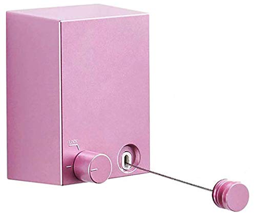 Retractable Clothesline, Adjustable Clothing Rope Indoor Outdoor with ABS Case+ Aluminum, Heavy Duty Stainless Steel Line Wall Mounted Laundry Drying String, Hotel Style 13.8 Feet - Pink