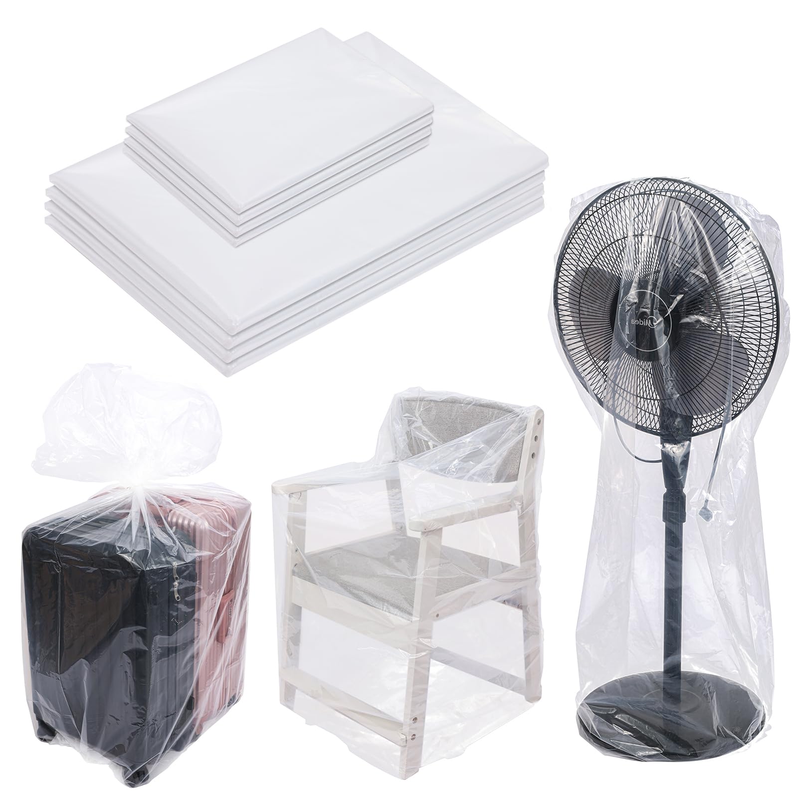 8 Pack Extra Large Clear Plastic Bags, 2 Sizes Large Big Jumbo Giant Storage Bags 40x60 Inches and 32x47 Inches, Heavy Duty Plastic Bags for Luggage, Suitcase, Furniture and Kids Bike