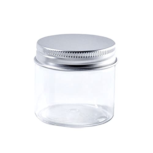 4pcs 50G Clear Plastic Jar With Aluminum Lids Empty Face Cream Cosmetic Container Sliver Travel Refillable Bottles Box