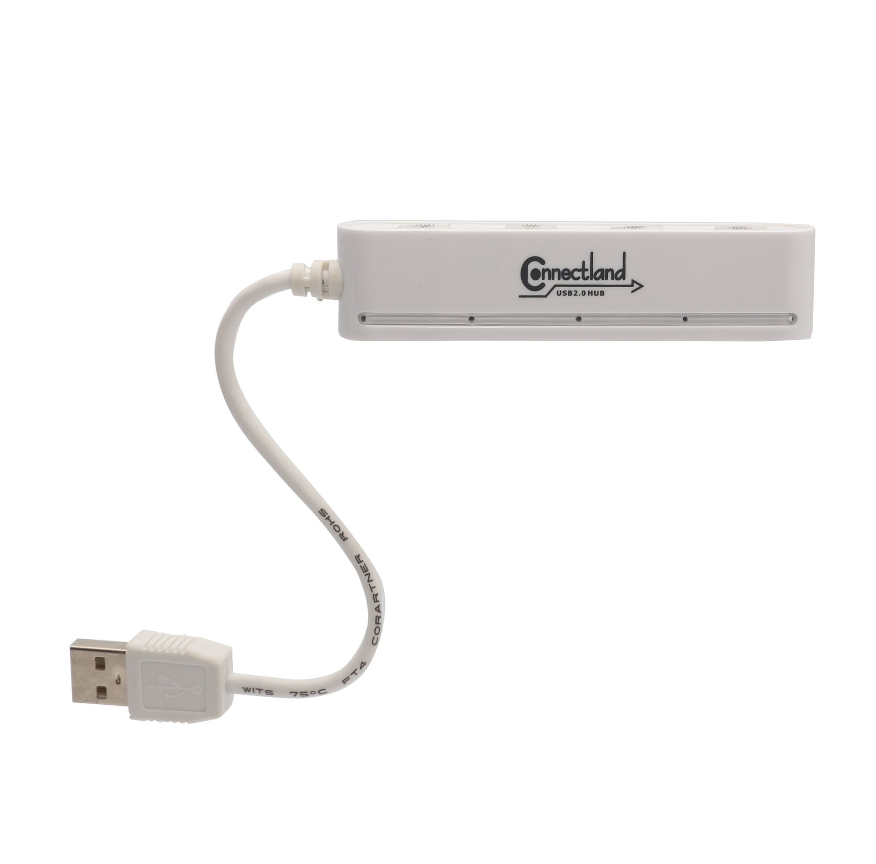 Connectland Utlra Slim USB 2.0 High-Speed 4 Port HUB with On Off Switch for Desktop and Laptops Windows Mac Linux CL-U2MNHUB-4W