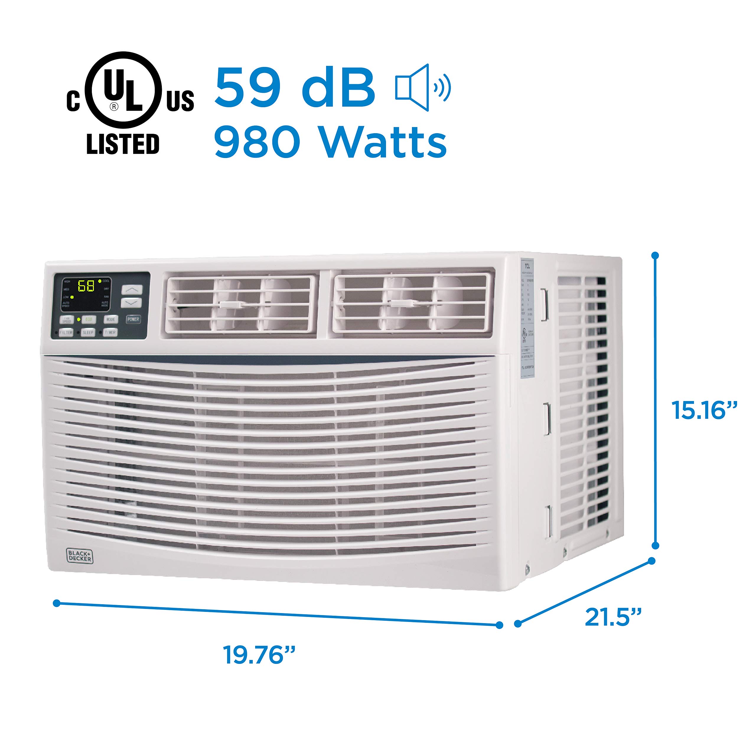 BLACK+DECKER BWAC12WT6 12,000 BTU Window Air Conditioner Unit, AC Cools Up to 550 Square Feet, Energy Efficient, White