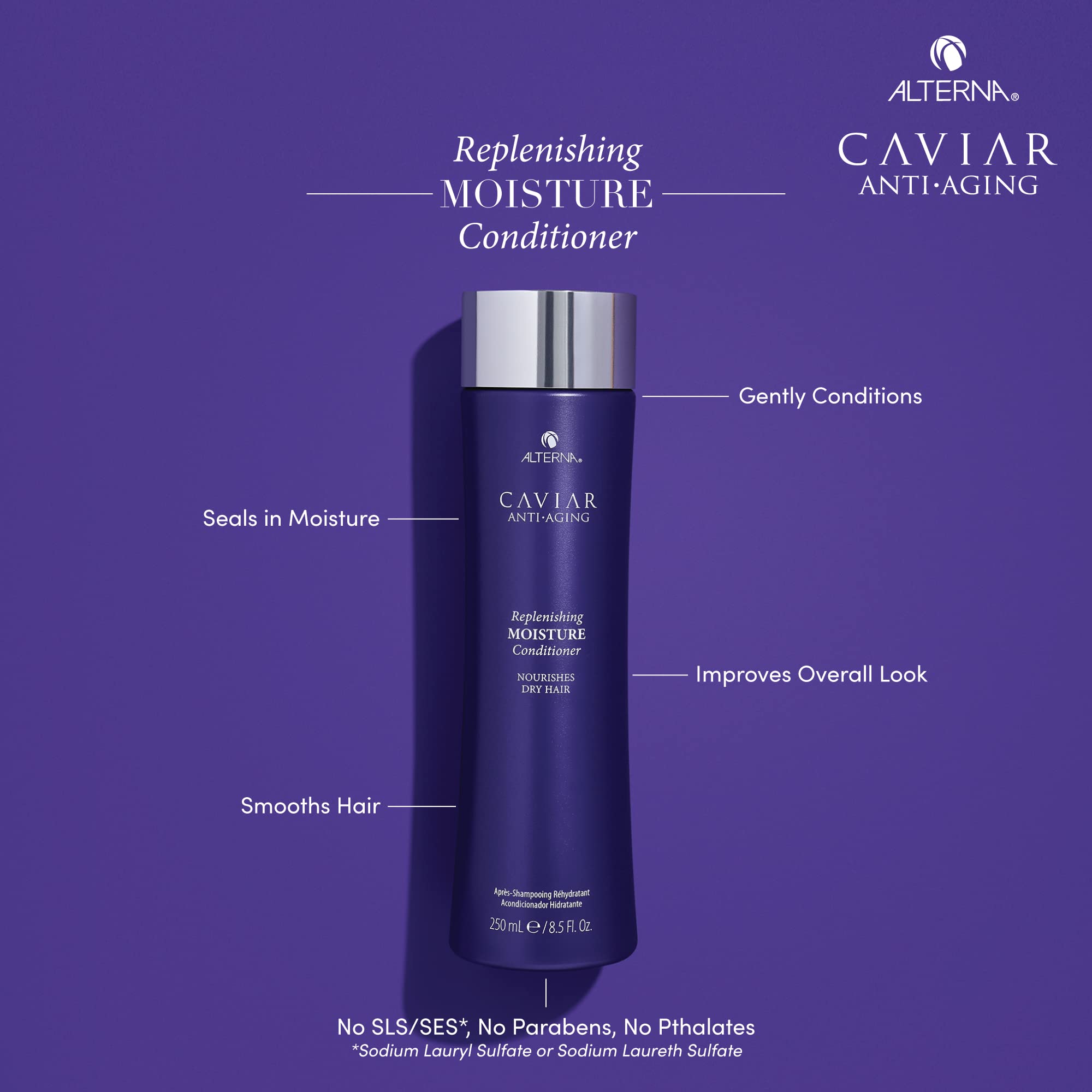 Alterna Caviar Anti-Aging Replenishing Moisture Shampoo, Conditioner, CC Cream Regimen Starter Set | Protects, Restores & Hydrates | Sulfate Free